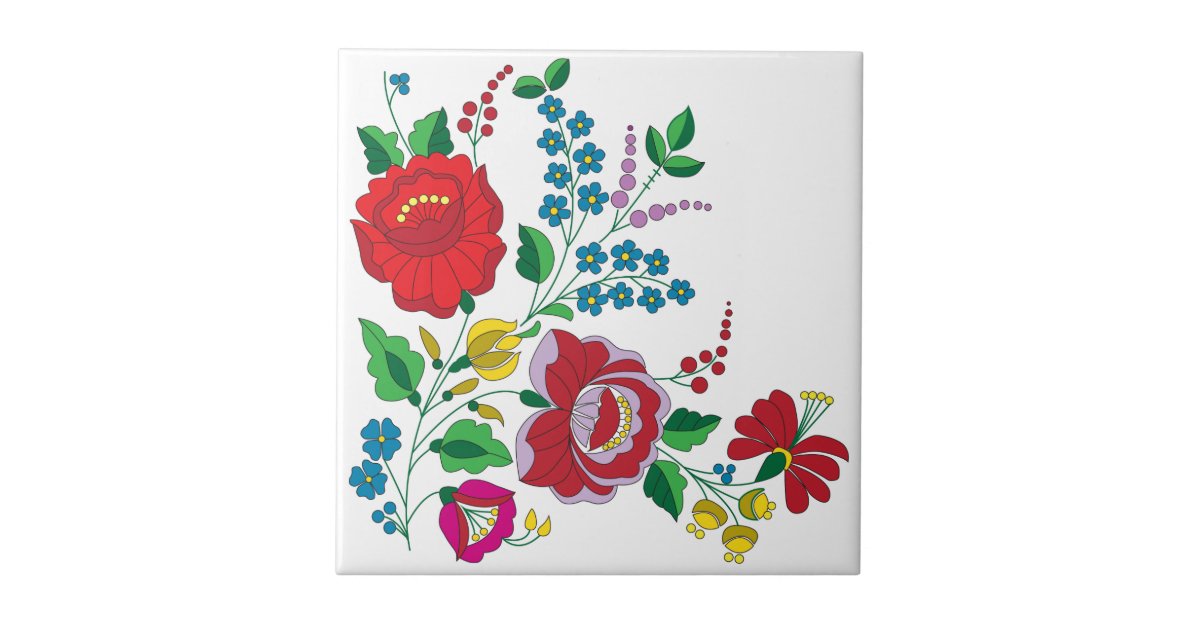 Kalocsa Embroidery Tile | Zazzle