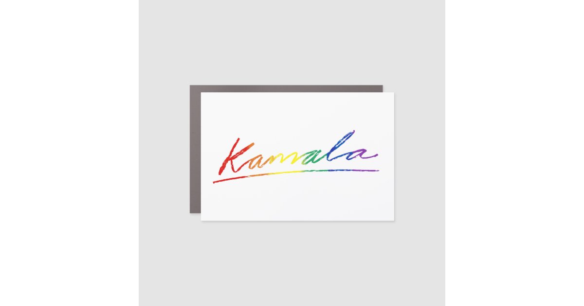 Kamala Cursive Signature Pride Rainbow Car Magnet | Zazzle
