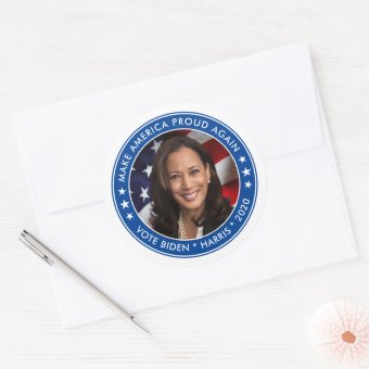 Kamala Harris 2020 Election Blue Campaign Photo Classic Round Sticker ...