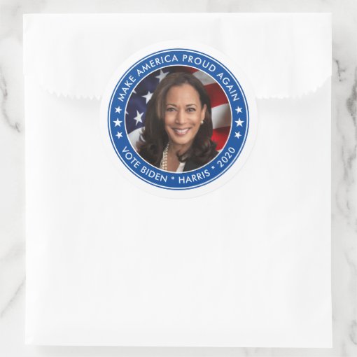 Kamala Harris 2020 Election Blue Campaign Photo Classic Round Sticker ...
