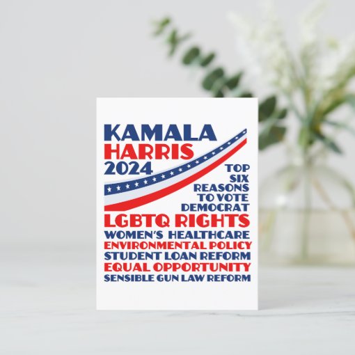 Kamala Harris 2024 Election Democrat Platform Postcard | Zazzle