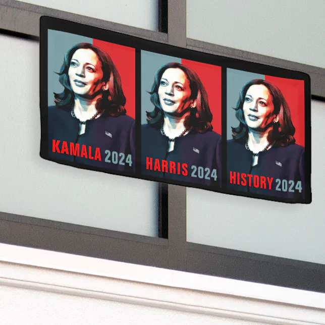 Kamala Harris 2024 Pop Art History Outdoor Banner | Zazzle