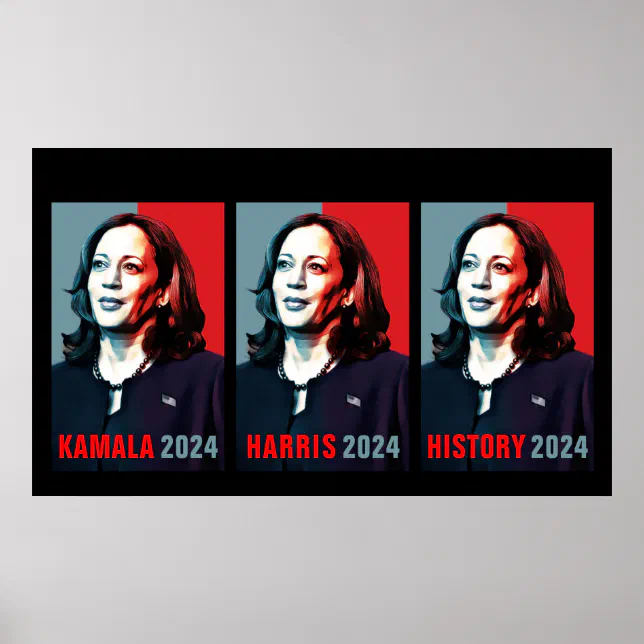 Kamala Harris 2024 Pop Art Triptych History Poster | Zazzle