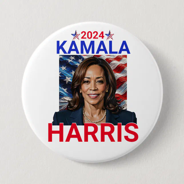 Kamala Harris 2024 Red, White and Blue Button | Zazzle