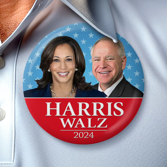 Kamala Harris and Tim Walz 2024 - Modern Stars Button | Zazzle