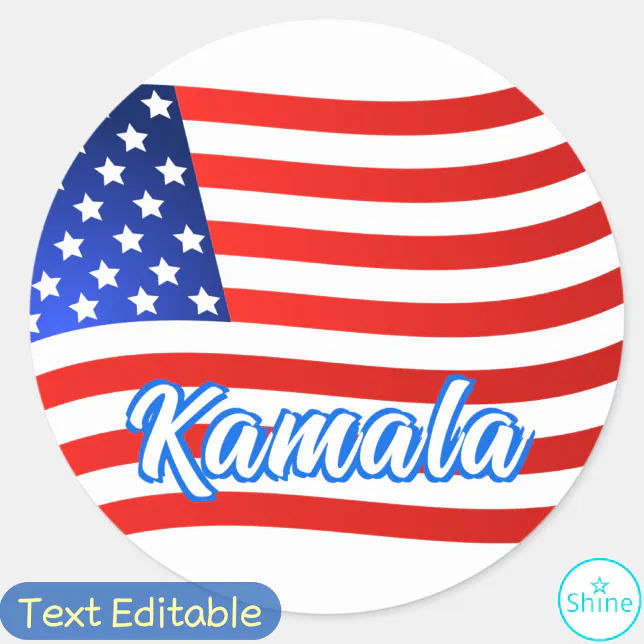 Kamala Harris for President Elegant Script US Flag Classic Round ...