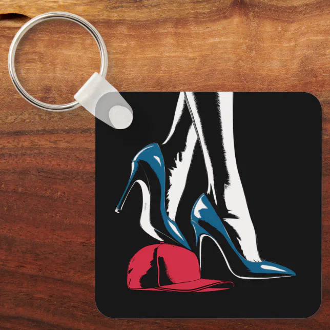 Kamala Harris Heels Stepping On Maga Hat Keychain | Zazzle