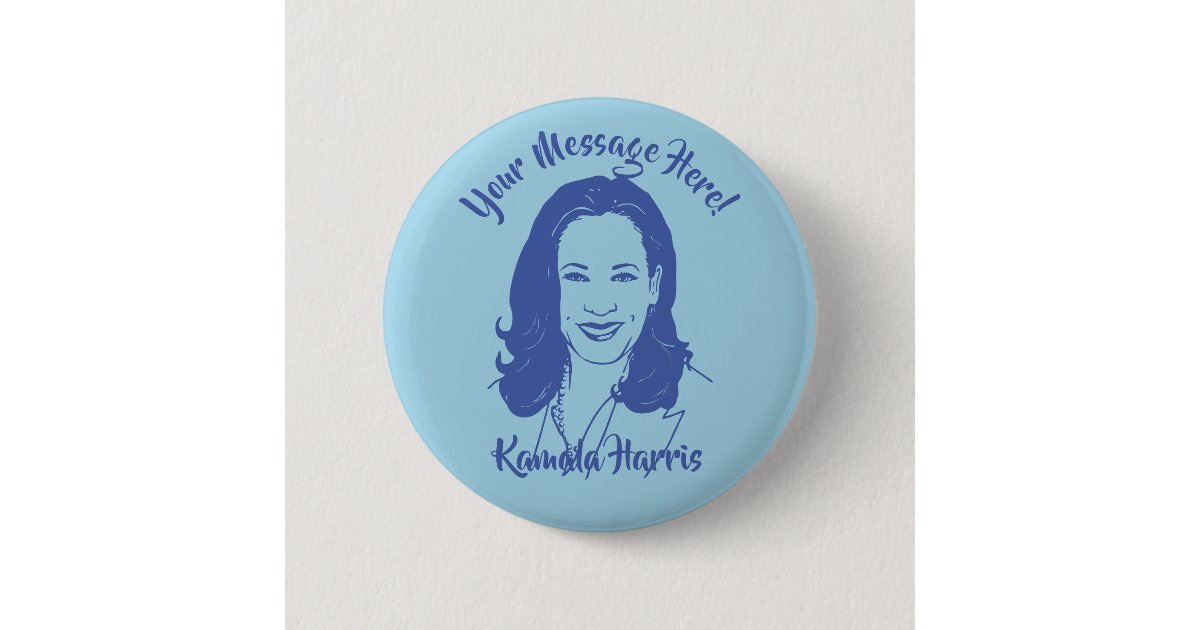 Kamala Harris Line Art Custom Text Button | Zazzle