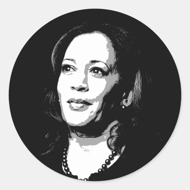 Kamala Harris Portrait Print Classic Round Sticker | Zazzle