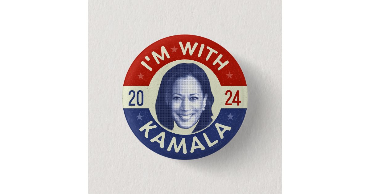 Kamala Harris President 2024 Democrat Photo Retro Button | Zazzle