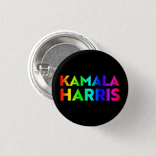 Kamala Harris rainbow gradient typography black Button | Zazzle
