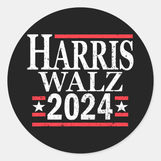 Kamala Harris Tim Walz 2024 Classic Round Sticker | Zazzle
