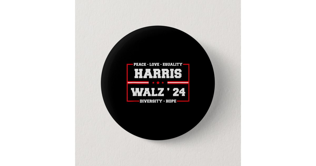 Kamala Harris Tim Walz 2024 Peace Lgbt Harris Walz Button | Zazzle