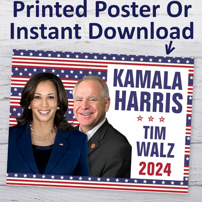 Kamala Harris Tim Walz 2024 President Vice Photos Poster | Zazzle