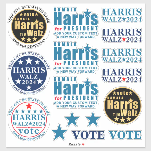 Kamala Harris Tim Walz Assortment 16 Political Sticker | Zazzle
