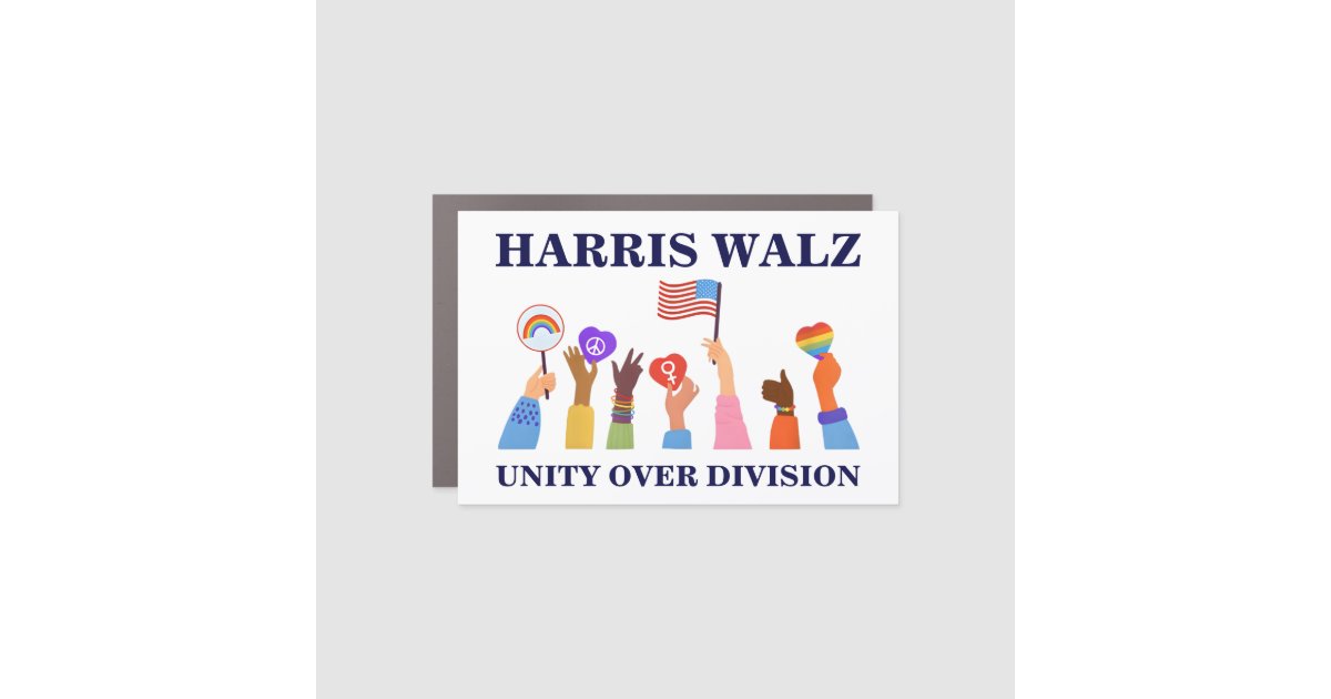 Kamala Harris Tim Walz Unity Over Division Car Magnet | Zazzle