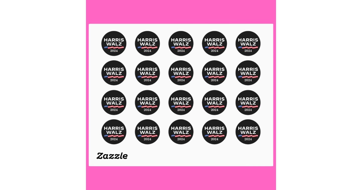 Kamala Harris Walz 2024 Classic Round Sticker | Zazzle