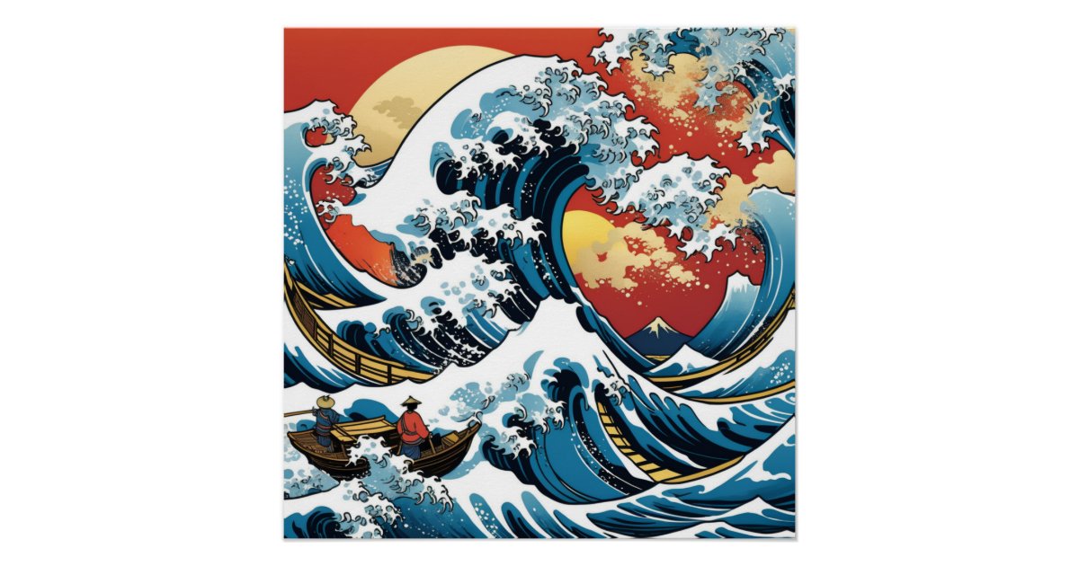 Kanagawa Japanese The great wave Poster | Zazzle