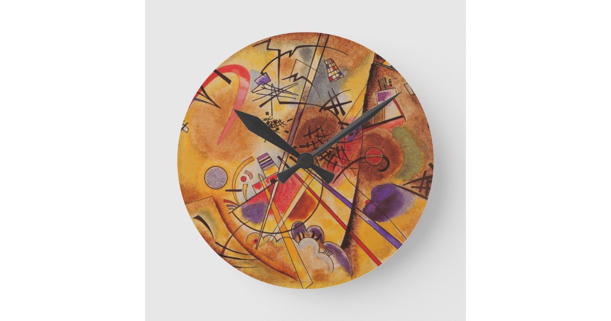 Kandinsky Abstract Artwork Round Clock | Zazzle