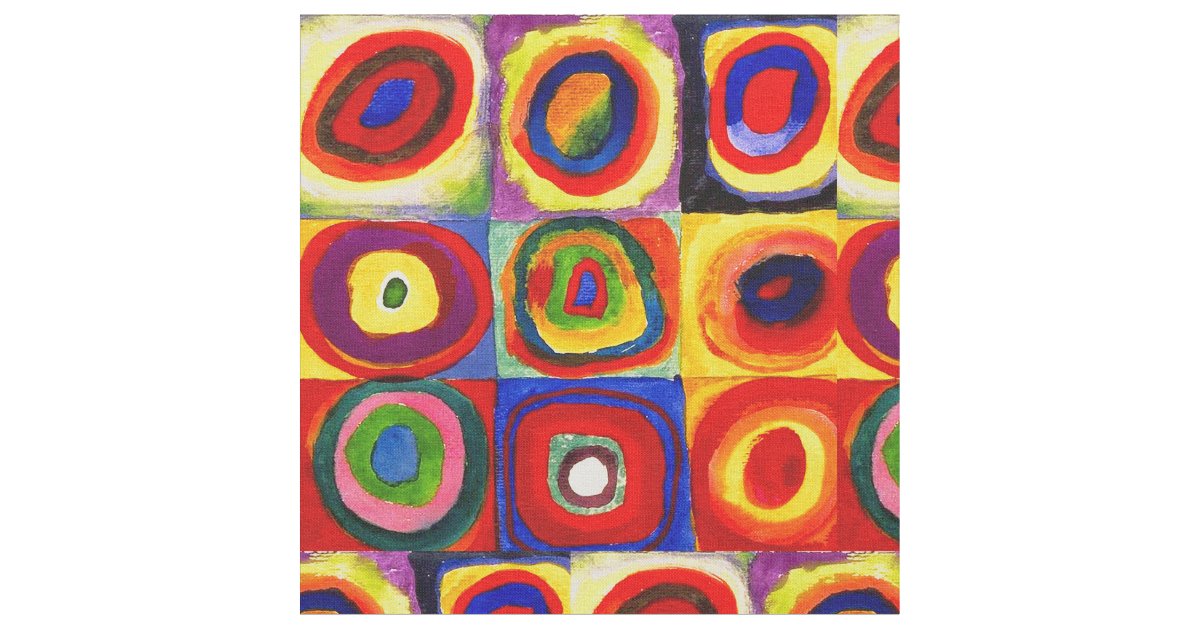 Kandinsky Farbstudie Quadrate Squares Circles Art Fabric | Zazzle
