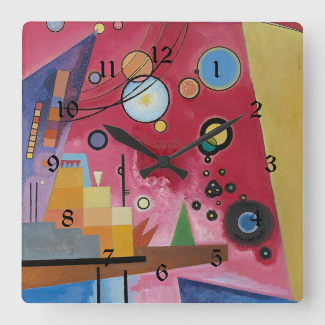 Kandinsky - Heavy Red Square Wall Clock | Zazzle