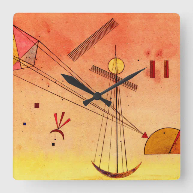 Kandinsky - Light Attachment Square Wall Clock | Zazzle