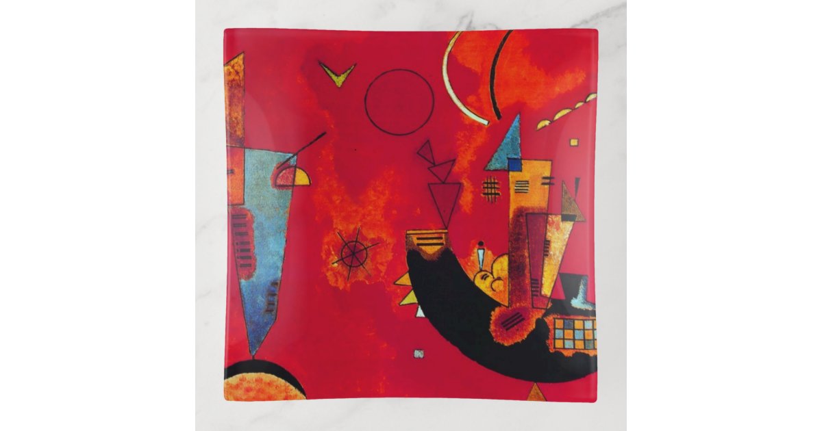 Kandinsky Mit und Gegen Red Abstract Painting Trinket Tray | Zazzle