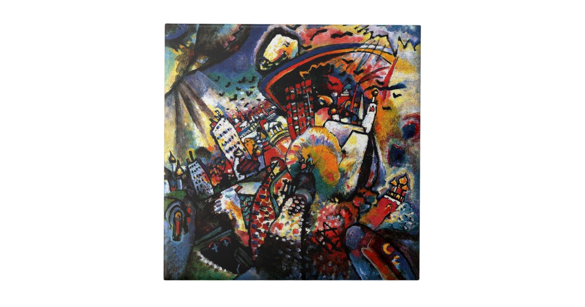 Kandinsky - Moscow I, famous painting, Ceramic Tile | Zazzle