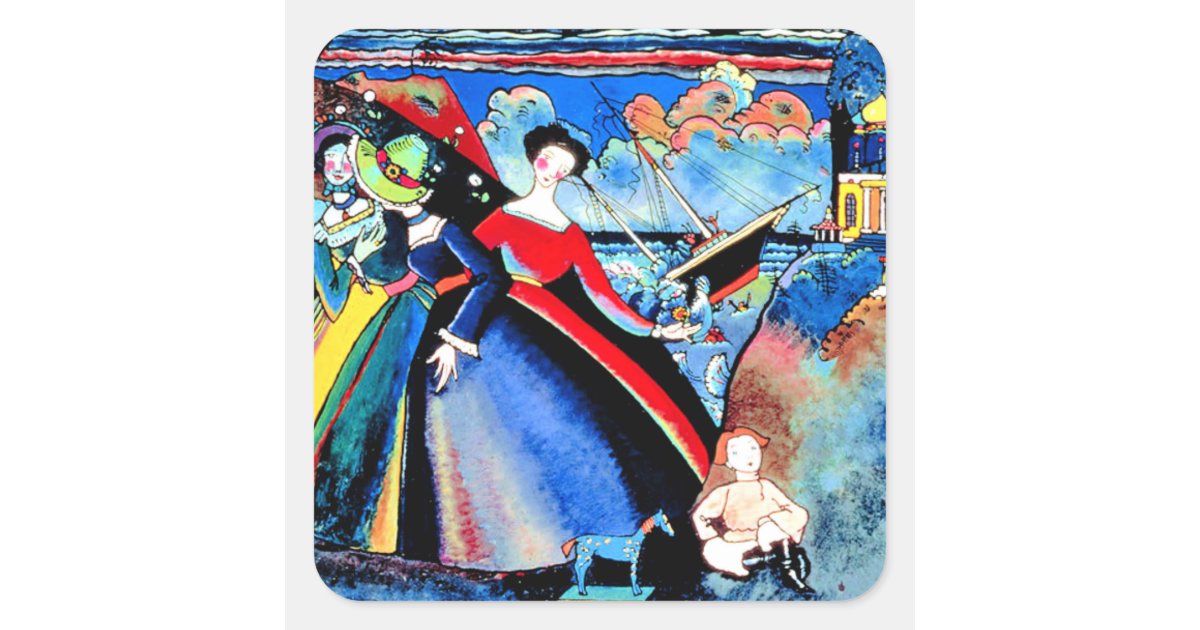 Kandinsky - Ship, Square Sticker | Zazzle
