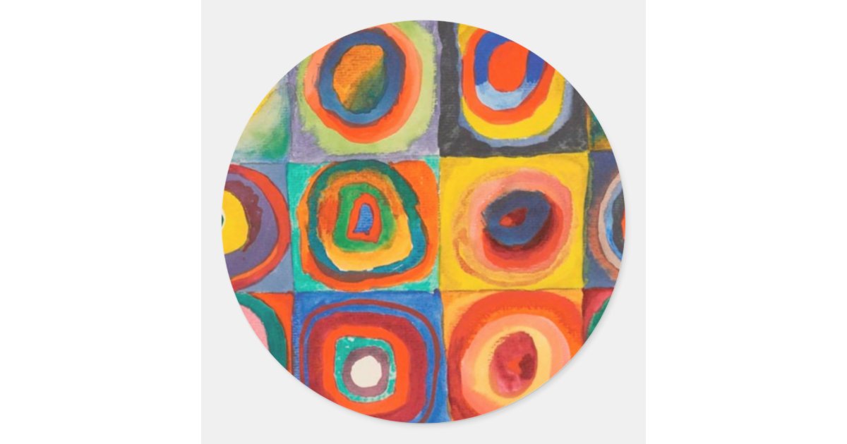 Kandinsky Squares Concentric Circles Classic Round Sticker | Zazzle