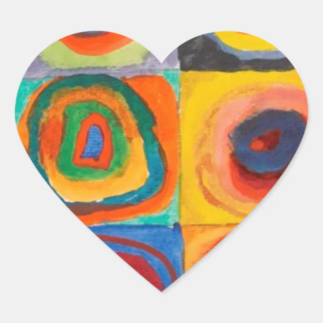Kandinsky Squares Concentric Circles Heart Sticker | Zazzle