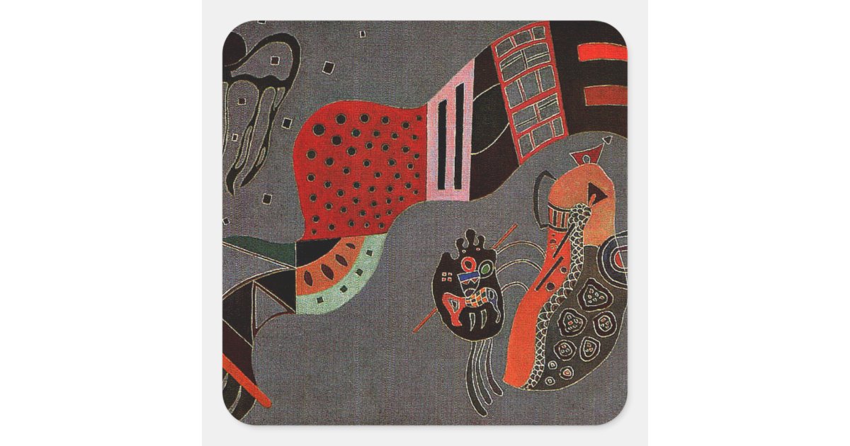 Kandinsky - Tempered Elan, Square Sticker | Zazzle