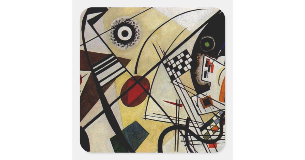 Kandinsky Transverse Unbroken Line Square Sticker | Zazzle