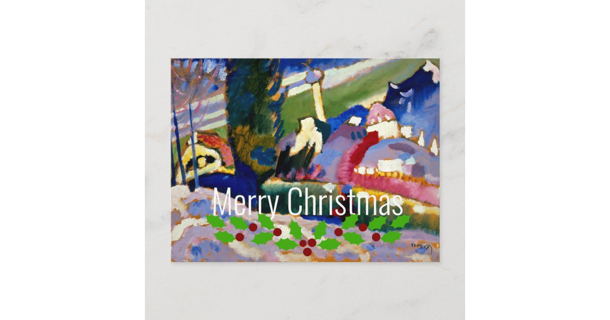 Kandinsky-Winter Landscape with Church, Christmas Postcard | Zazzle