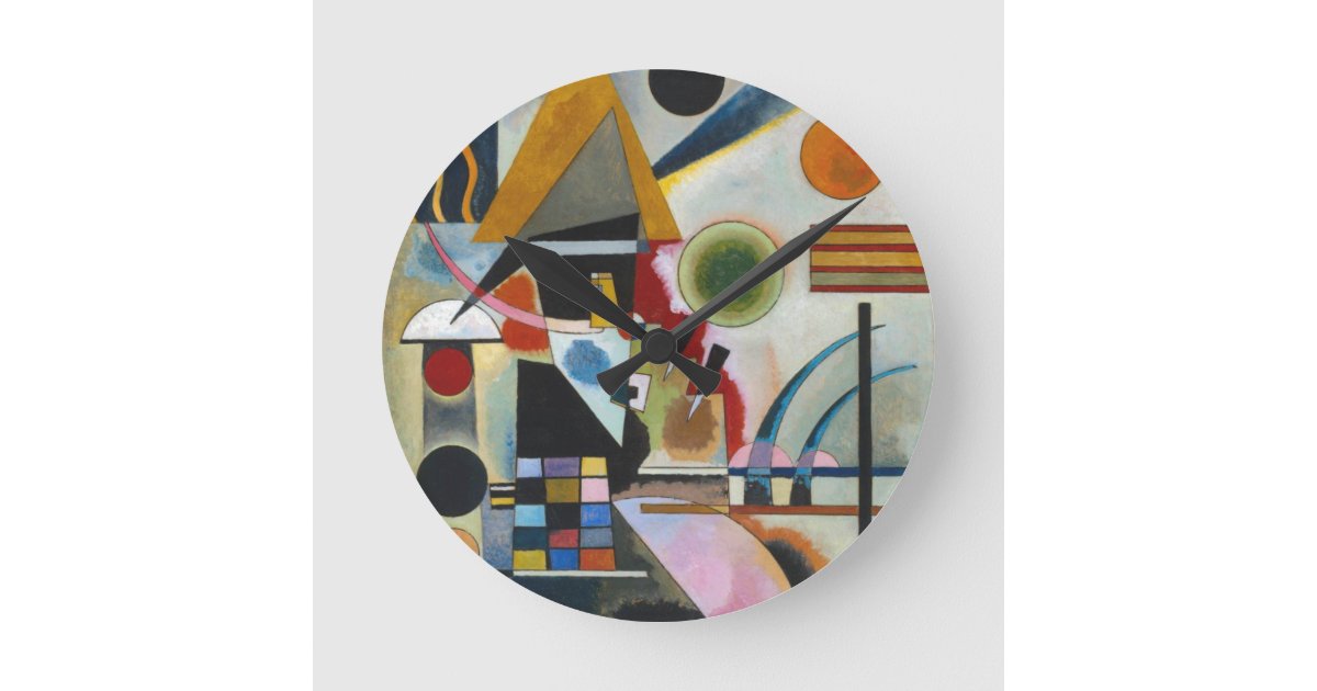 Kandinsky's Abstract Painting Swinging Round Clock | Zazzle