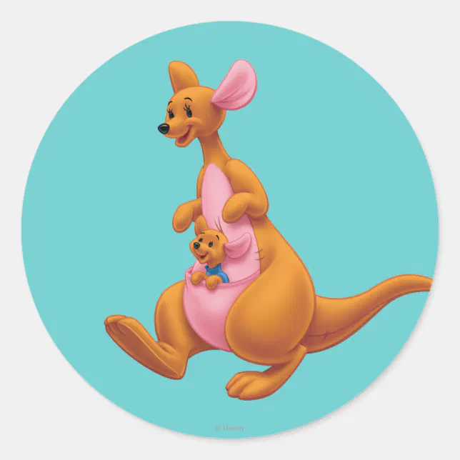 Kanga and Roo Classic Round Sticker | Zazzle