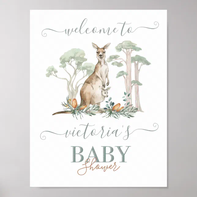 Kangaroo and Joey Baby Shower Welcome Sign | Zazzle