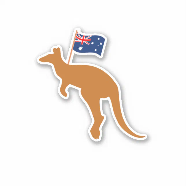 kangaroo australia flag sticker | Zazzle