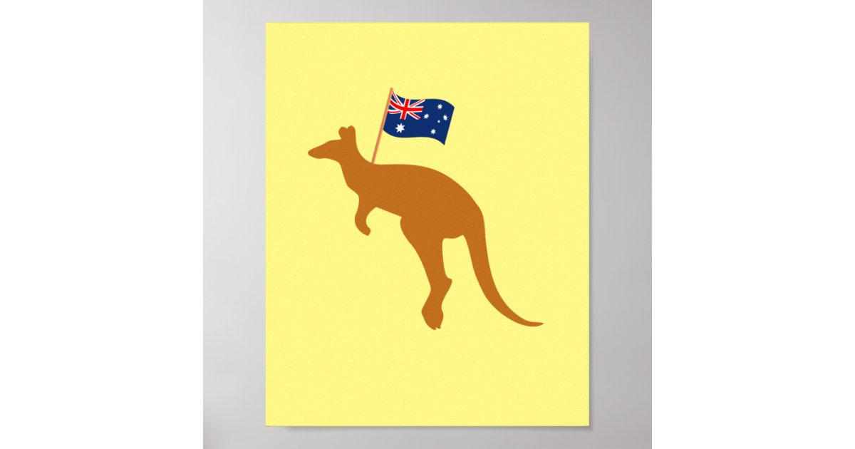 kangaroo australia vertical flag poster | Zazzle