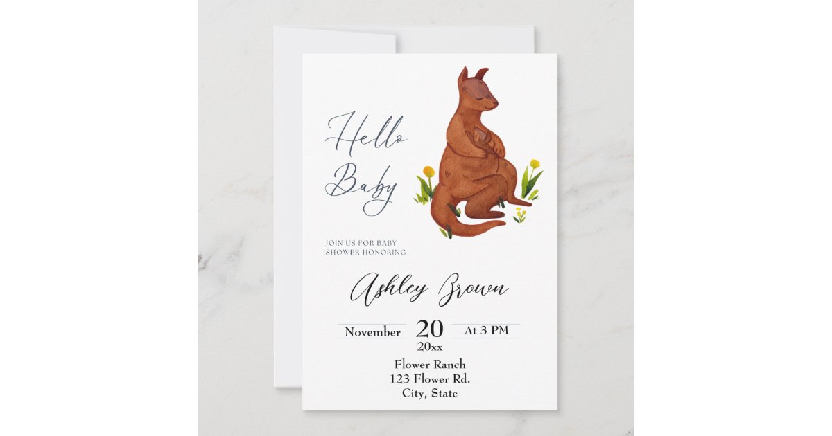Kangaroo Baby Shower Invitation | Zazzle