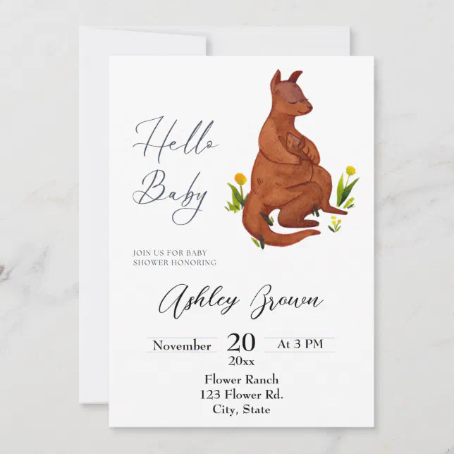 Kangaroo Baby Shower Invitation | Zazzle