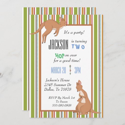 Kangaroo Birthday Party Invitation Child's Invite | Zazzle