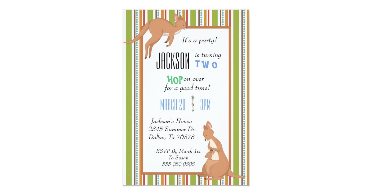 Kangaroo Birthday Party Invitation Child's Invite | Zazzle.com