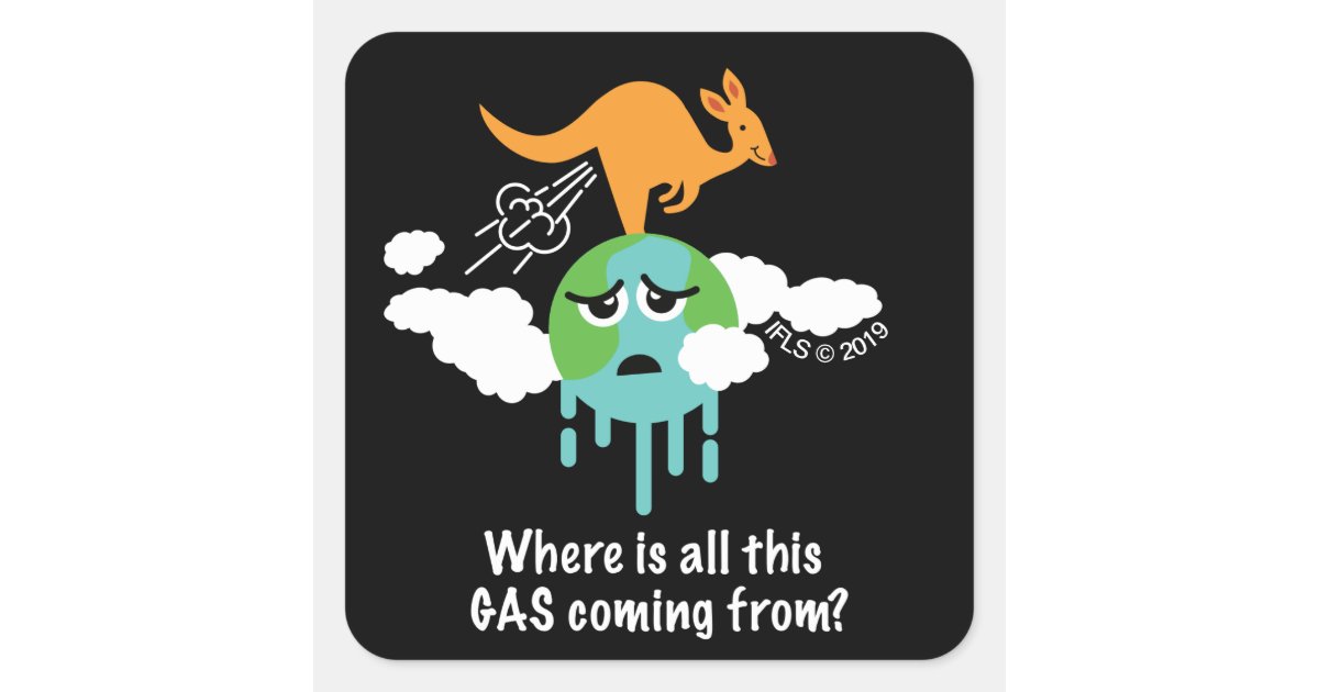 Kangaroo Methane Fart Square Sticker | Zazzle
