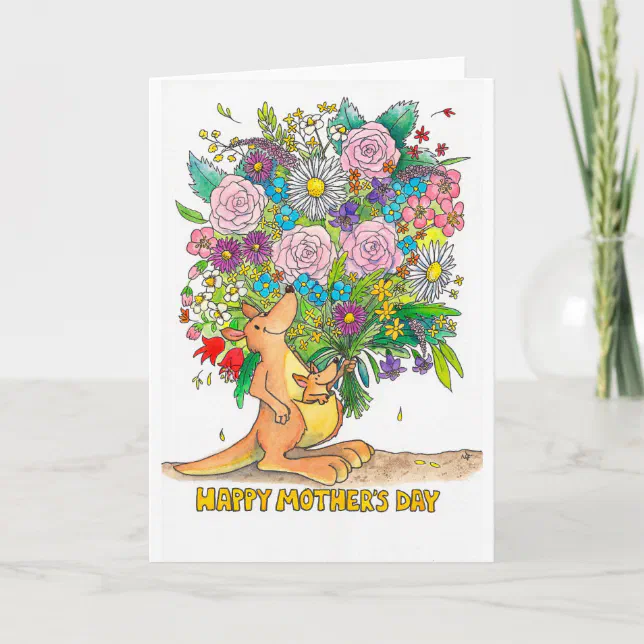 Kangaroo Mother's Day greetingcard by Nicole Janes Card | Zazzle