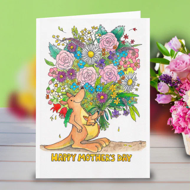 Kangaroo Mother's Day greetingcard by Nicole Janes Card | Zazzle