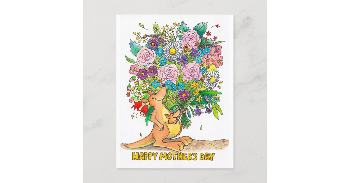 Kangaroo Mother's Day postcard by Nicole Janes | Zazzle