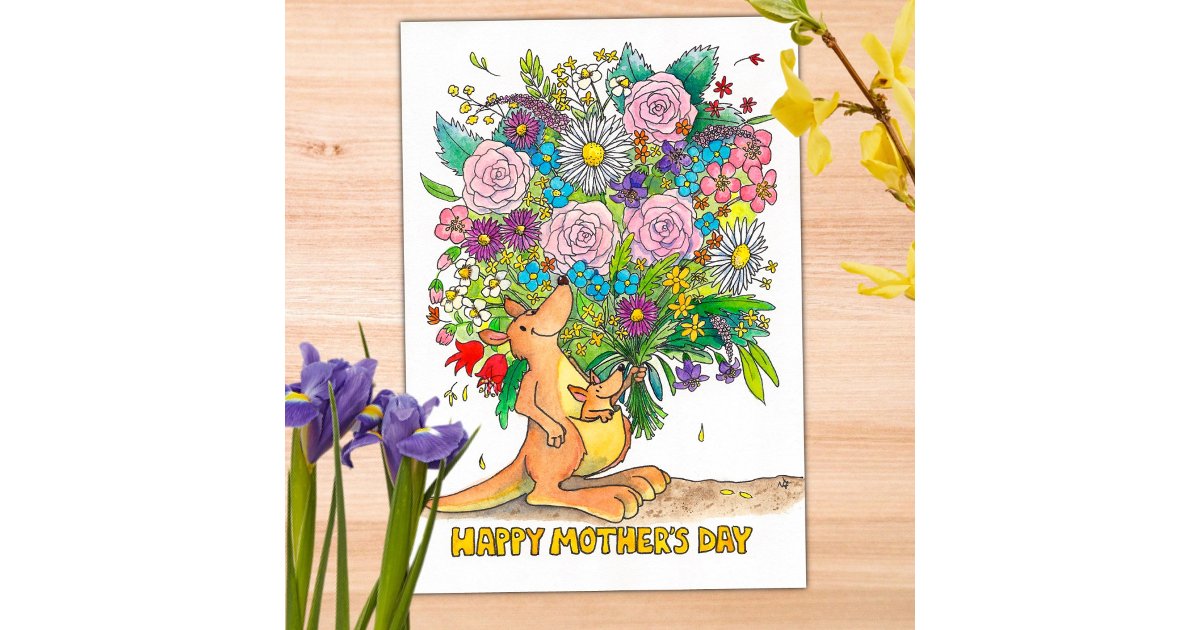 Kangaroo Mother's Day postcard by Nicole Janes | Zazzle
