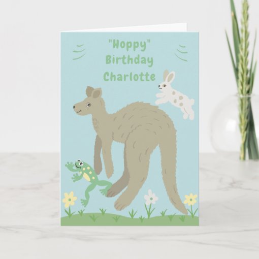 Kangaroo, Rabbit, and Frog Birthday Card | Zazzle