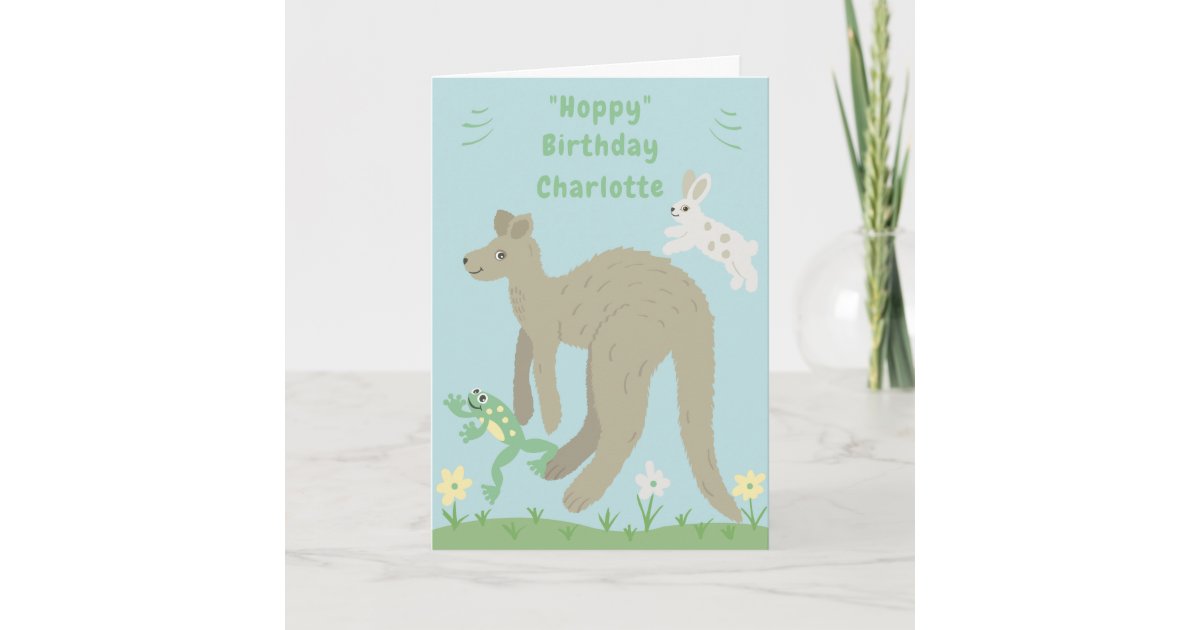Kangaroo, Rabbit, and Frog Birthday Card | Zazzle